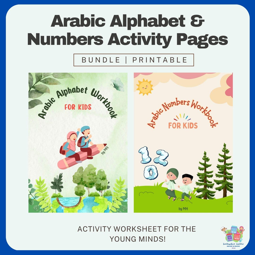 Arabic Alphabet Worksheet for Kids, Arabic Numbers Preschool Workbook ...