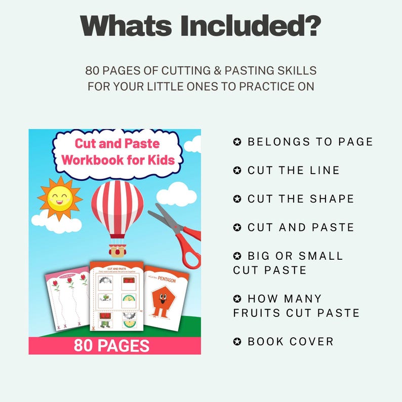 Kids Cut & Glue Worksheets, Activity Pages for Kids, Cut and Paste ...