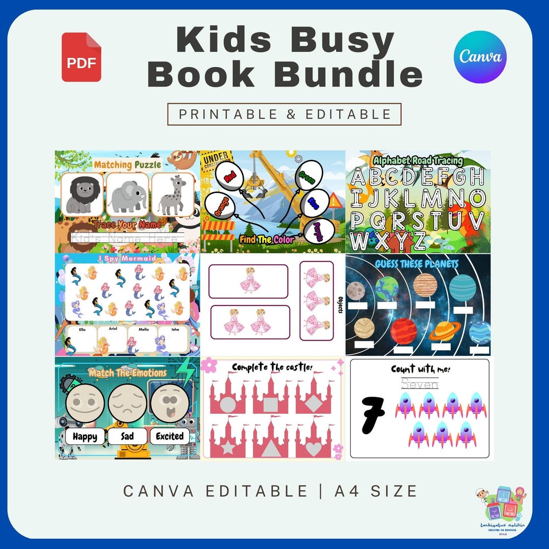 Kids Busy Book Bundle, Kids Activity Pack, Printable Activity Sheets ...