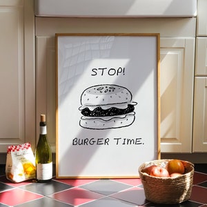 Funny Burger Poster, Retro Burger Print, Trendy Kitchen Wall Art Decor ...