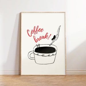 Coffee Break Print, Trendy Coffee Bar Print, Retro Coffee Printable Art ...