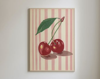 Pop Art Cherry Poster, Cherries Print, Trendy Printable Wall Art, Retro ...