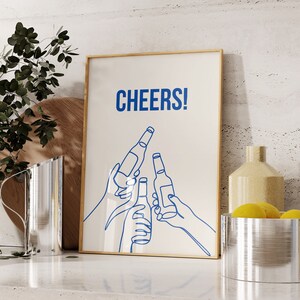 Bar Cart Print, Beer Cheers Print, Bar Cart Decor, Retro Kitchen Wall Art, Bar Cart Art, Trendy ...