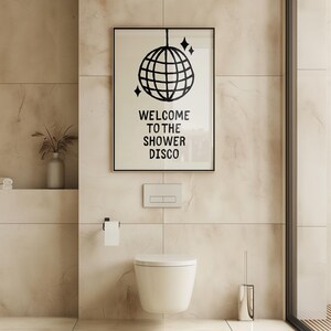 Shower Disco, Cute Bathroom Decor, Retro Aesthetic Bathroom Wall Art ...