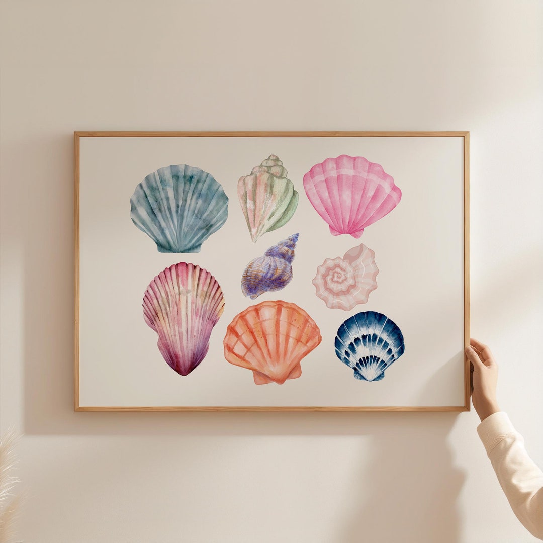 Seashells Print, Coastal Wall Art, Trendy Beach House Decor, Cute ...