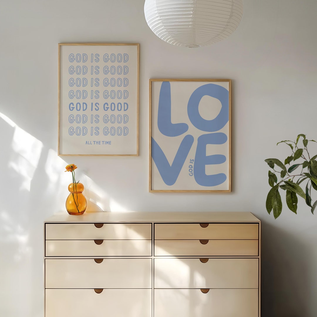 Christian Wall Art Set of 2 Prints, God is Good Art, Bible Verse Poster ...
