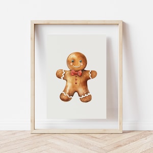 Gingerbread Print, Xmas Festive Kitchen Decor, Cute Christmas ...