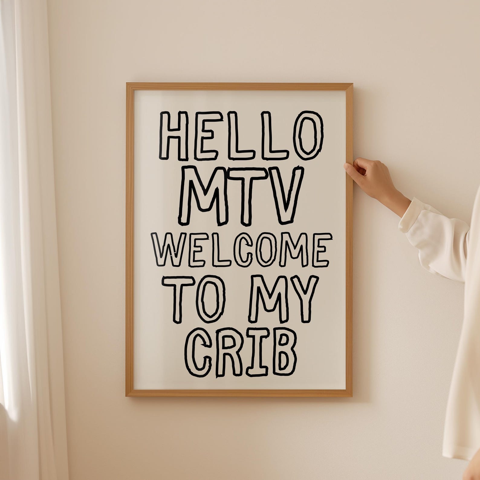 Hello MTV Welcome to My Crib Wall Art, Retro Apartment Decor, Trendy ...