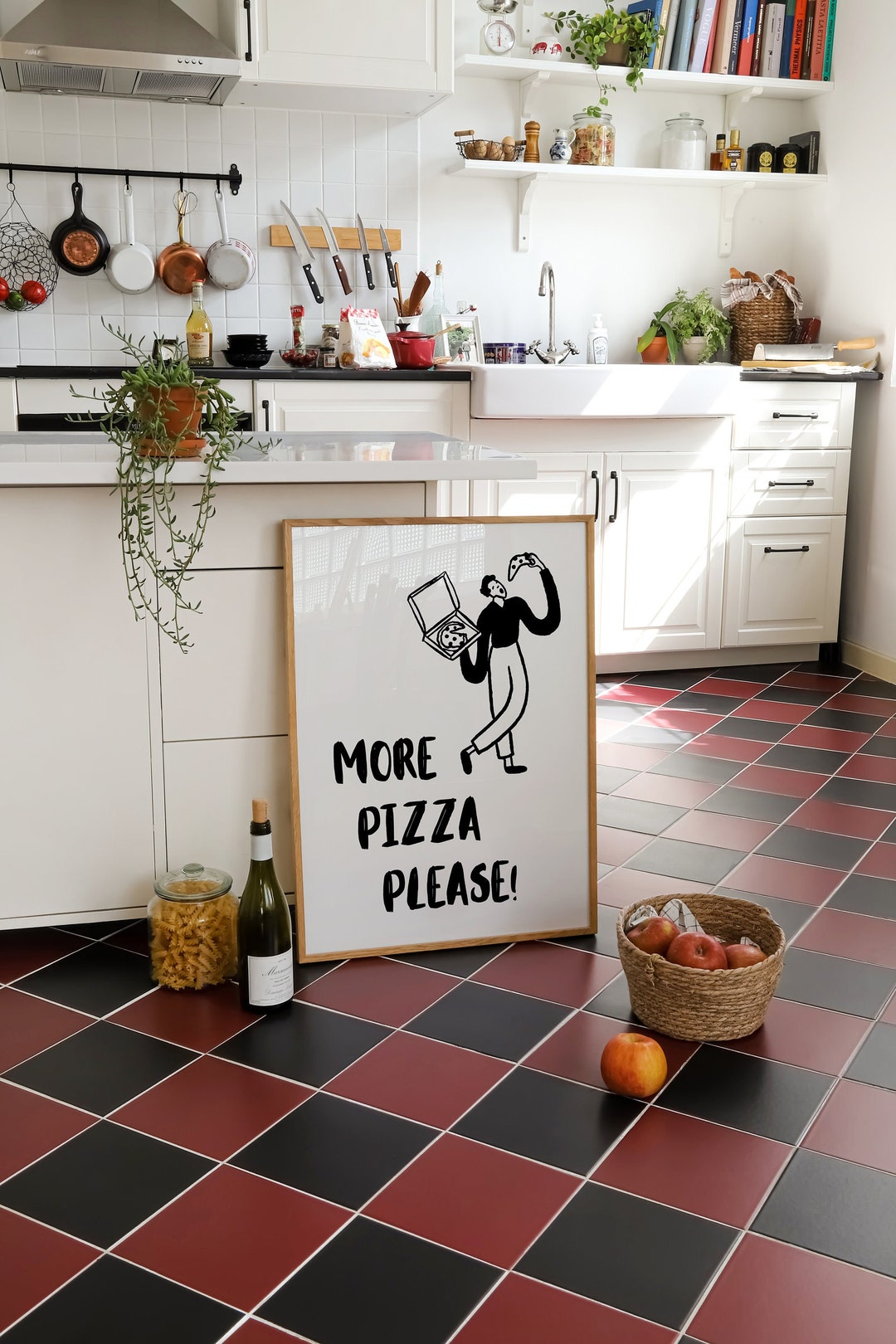 Funny Pizza Poster, More Pizza Please Print, Trendy Kitchen Wall Art ...