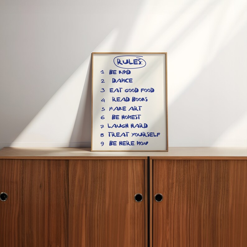 Retro Wall Art | House Rules Art Print | Trendy House Rules List Print ...