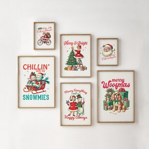 Retro Christmas Prints Set of 10, Christmas Gallery Wall Art, Christmas ...