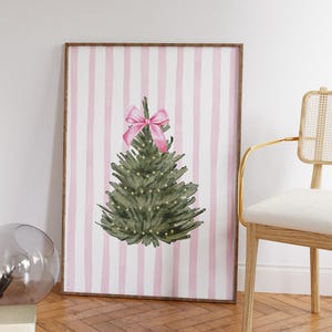 Coquette Christmas Tree, Pink Christmas Bow Poster, Pink Christmas ...