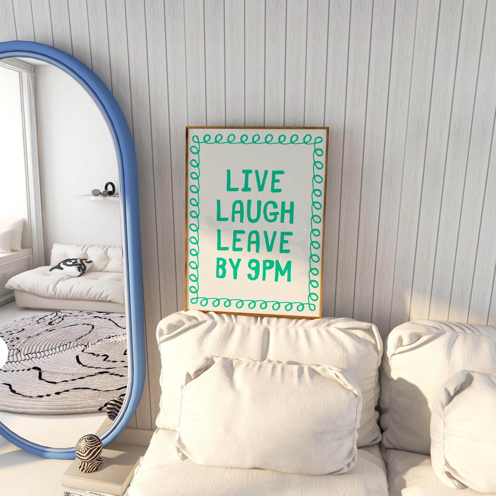 Live Laugh Leave by 9PM Print, Trendy Dorm Room Decor, Living Room Wall ...
