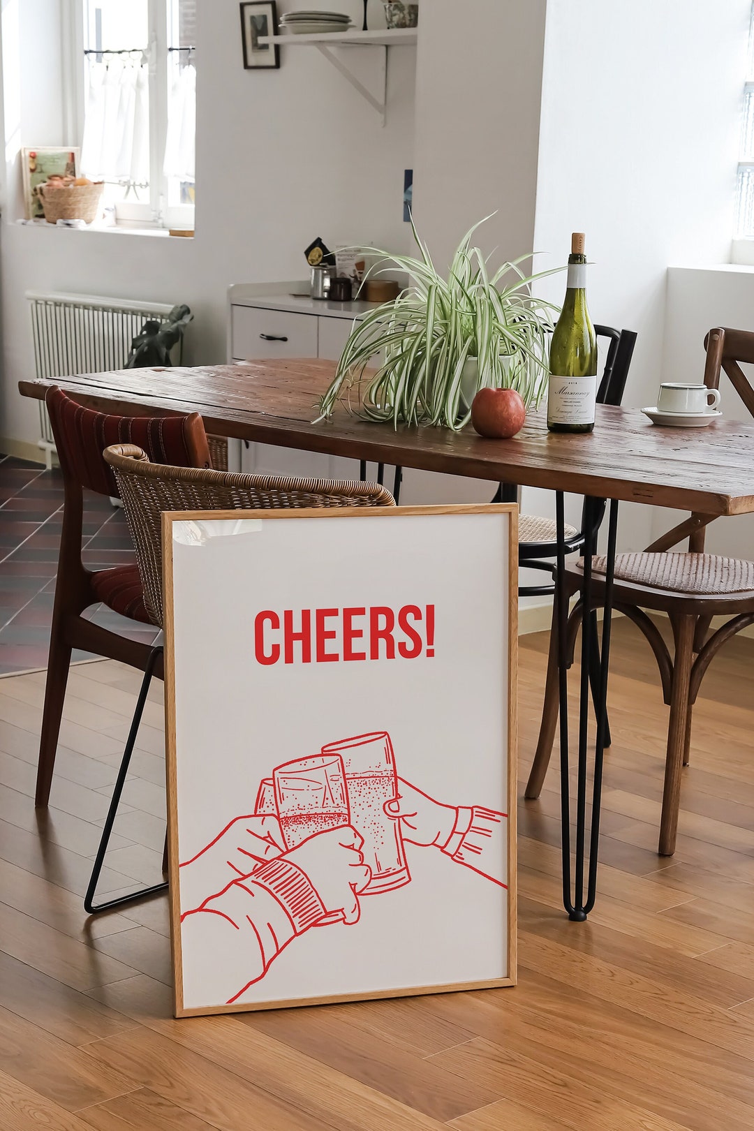 Impresión "Beer Cheers": Arte mural retro de carrito de bar (descarga ...