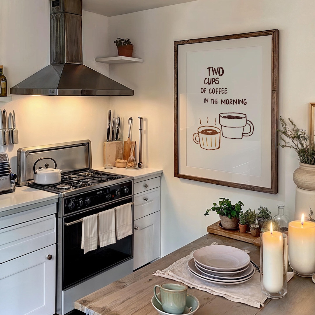Coffee Wall Art Print, Cute Kitchen Printable Wall Art, Retro Coffee ...