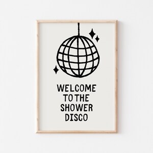 Shower Disco, Cute Bathroom Decor, Retro Aesthetic Bathroom Wall Art ...