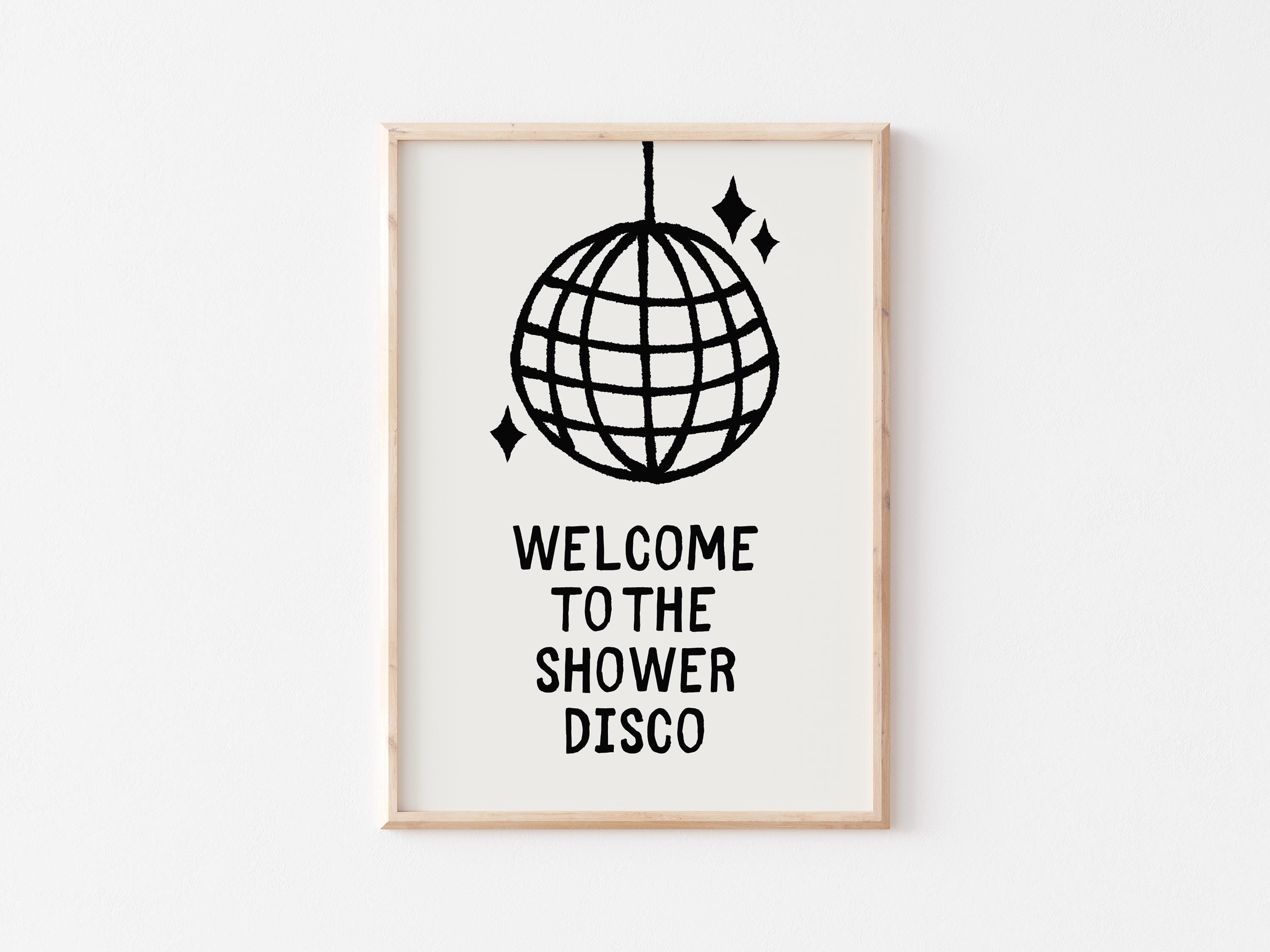 Shower Disco, Cute Bathroom Decor, Retro Aesthetic Bathroom Wall Art ...