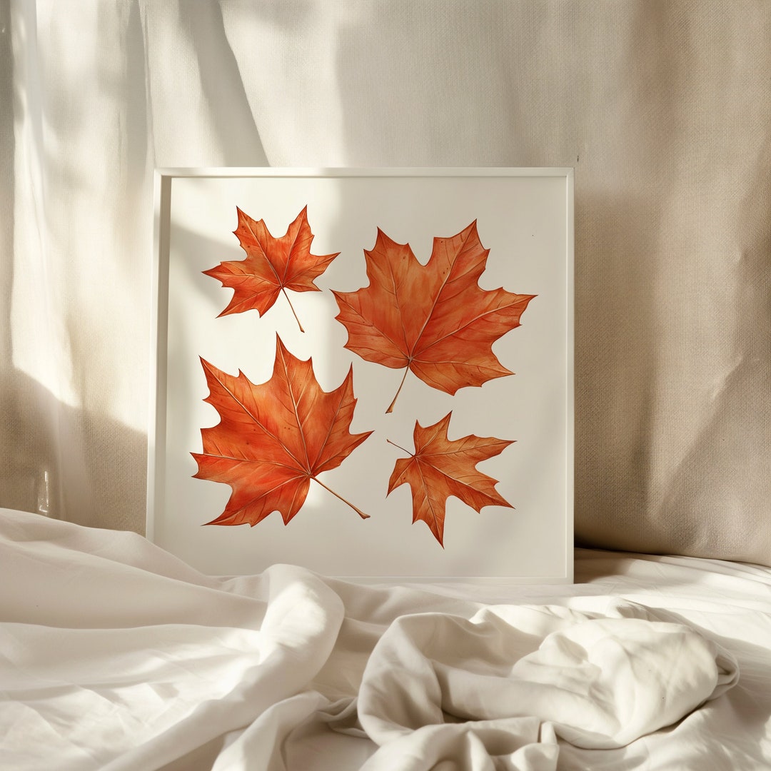 Fall Leaves Print, Cozy Autumn Printables Wall Art, Neutral Fall Room ...