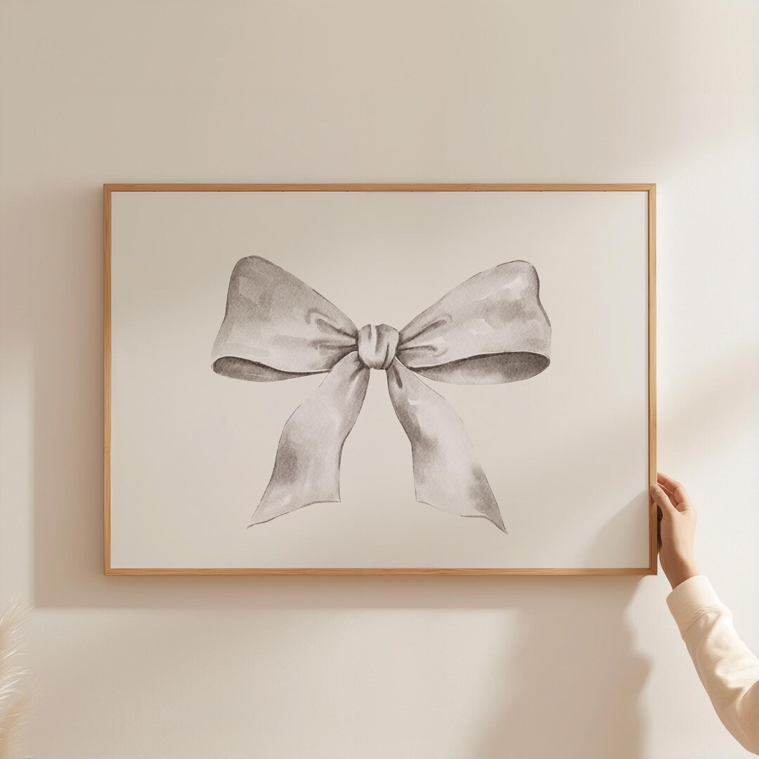 White Bow Print, Preppy Wall Art, Bow Art Painting, Coquette Room Decor ...