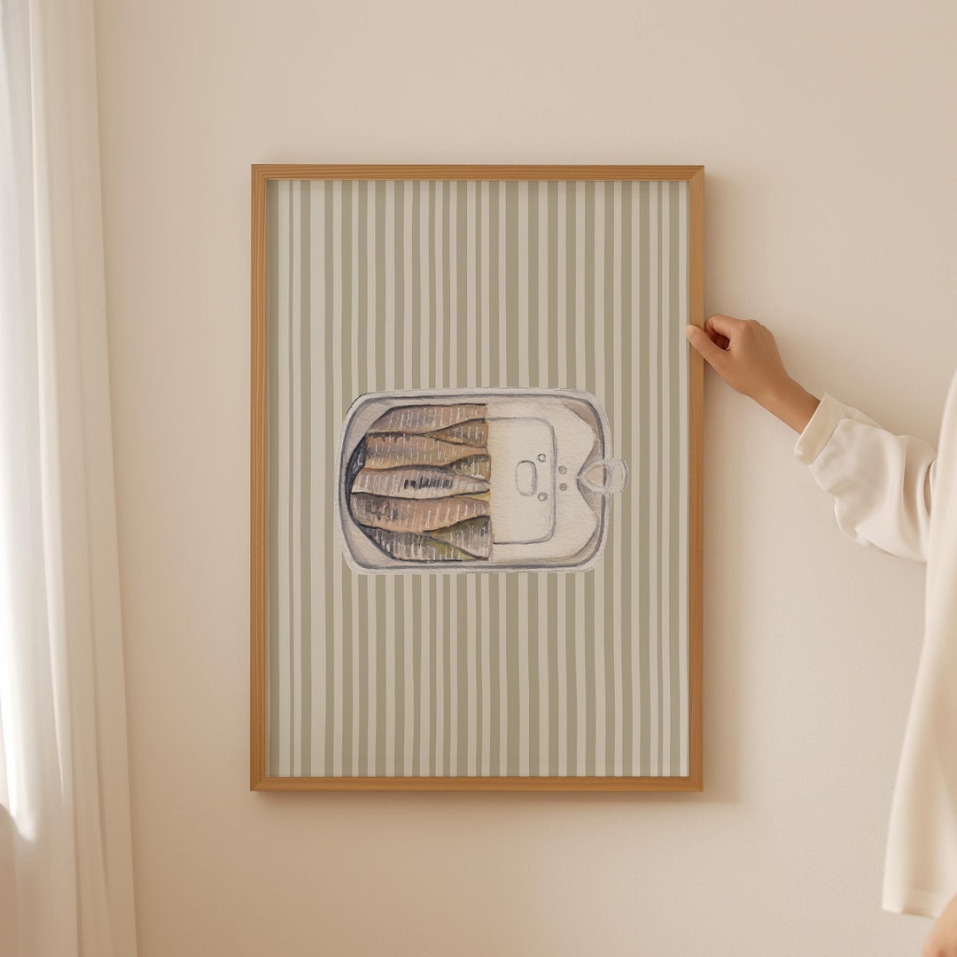 Tinned Fish Print, Sardines Painting, Seafood Art, Retro Fish ...