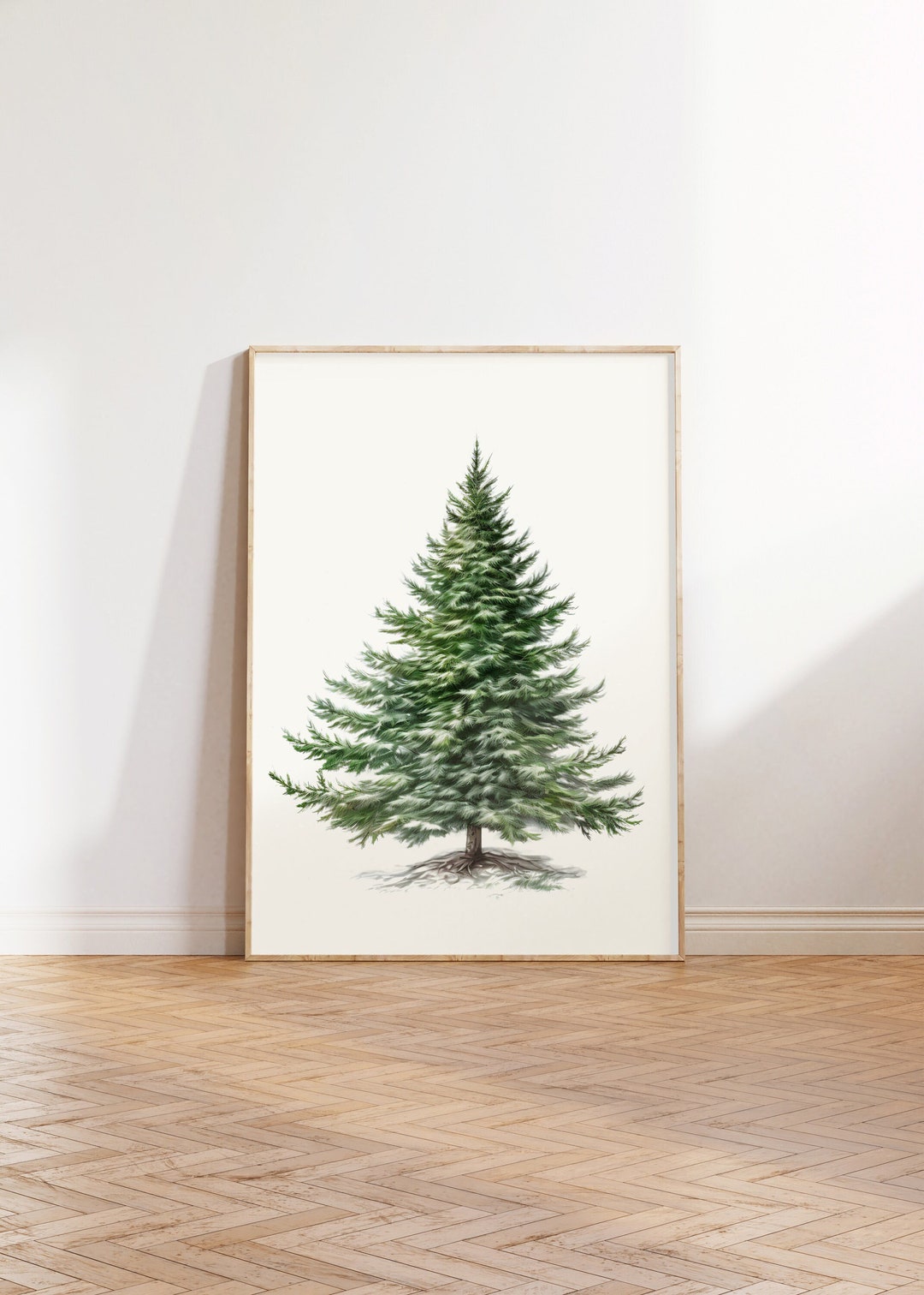 Evergreen Tree Print, Christmas Printable Wall Art, Vintage Style ...