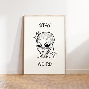 Trendy Alien Print, Positive Quote Art, Inspirational Home Decor, Retro ...