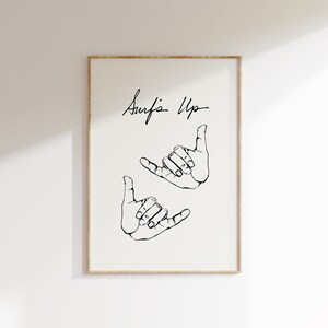 Surf's up Print, Surfing Quote Poster, Minimalist Coastal Wall Art ...