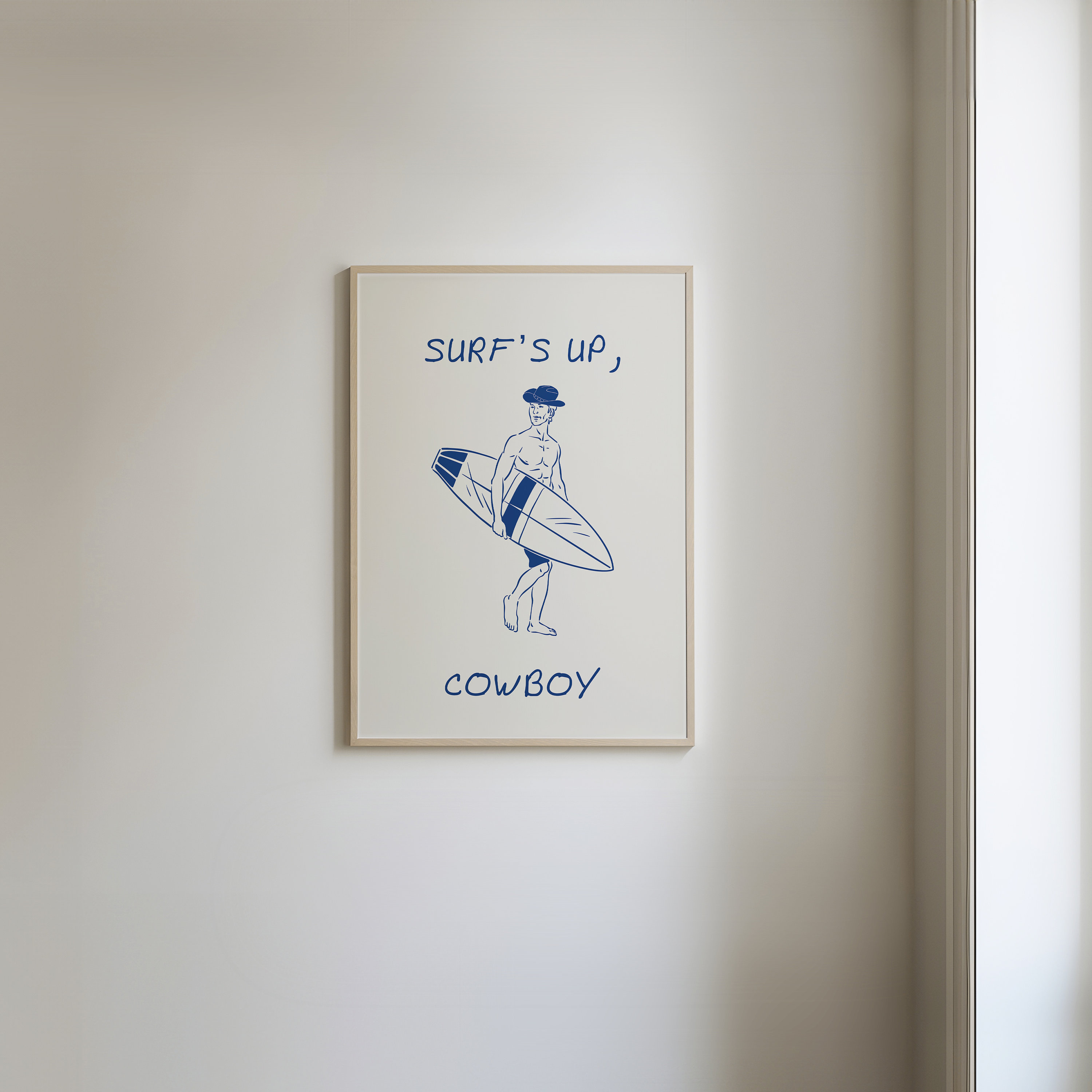 Surf's up Cowboy, Coastal Cowboy Print, Retro Coastal Wall Art, Trendy ...