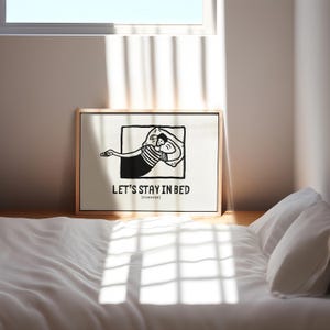 Let's Stay in Bed Print, Retro Bedroom Prints, Trendy Above Bed Wall ...