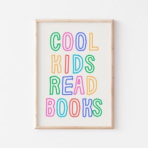 Cool Kids Read Books Print, Kids Reading Book, Playroom Wall Decor ...