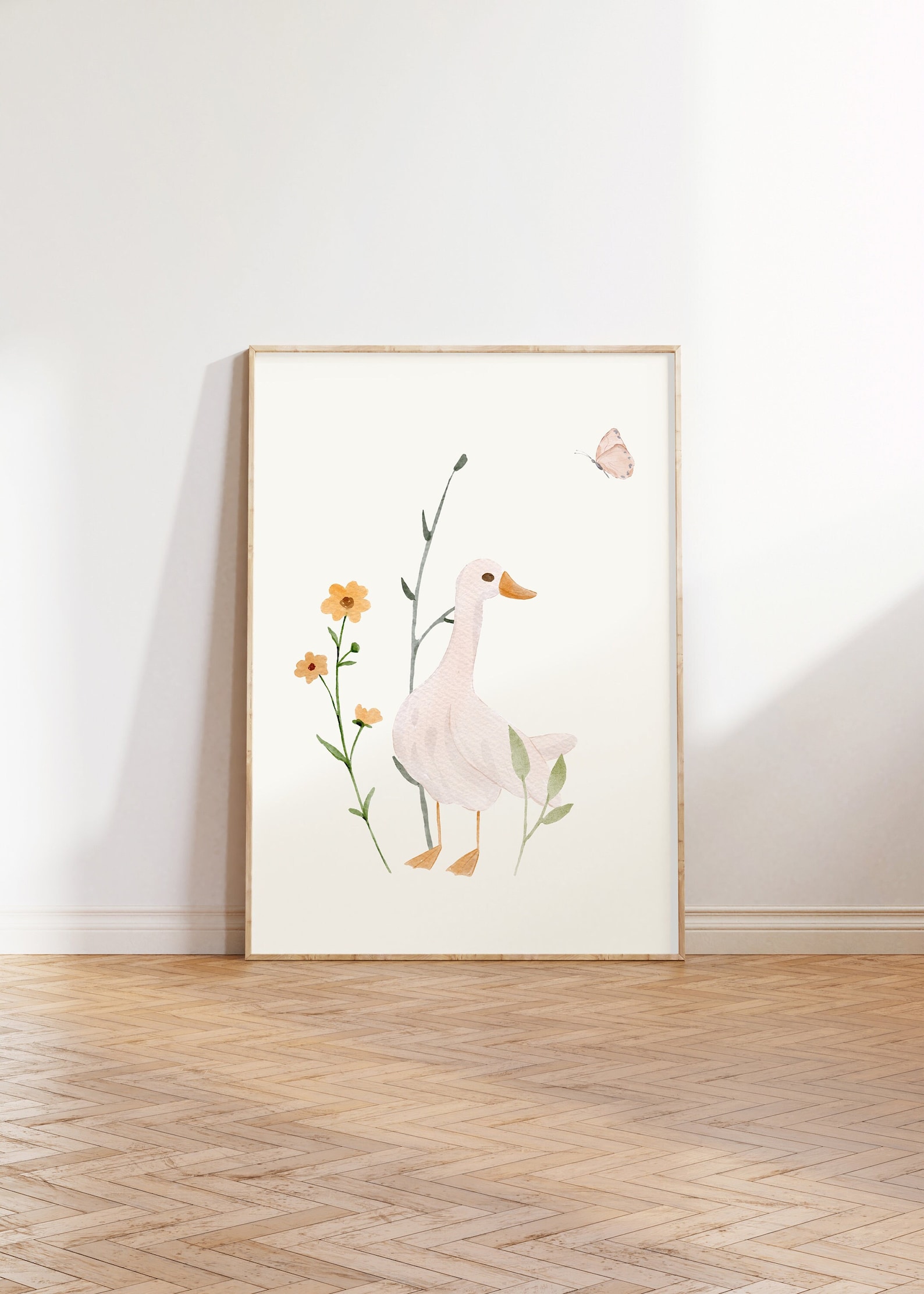 Easter Duck Print, Easter Printable Wall Art, Watercolor Easter Nursery ...