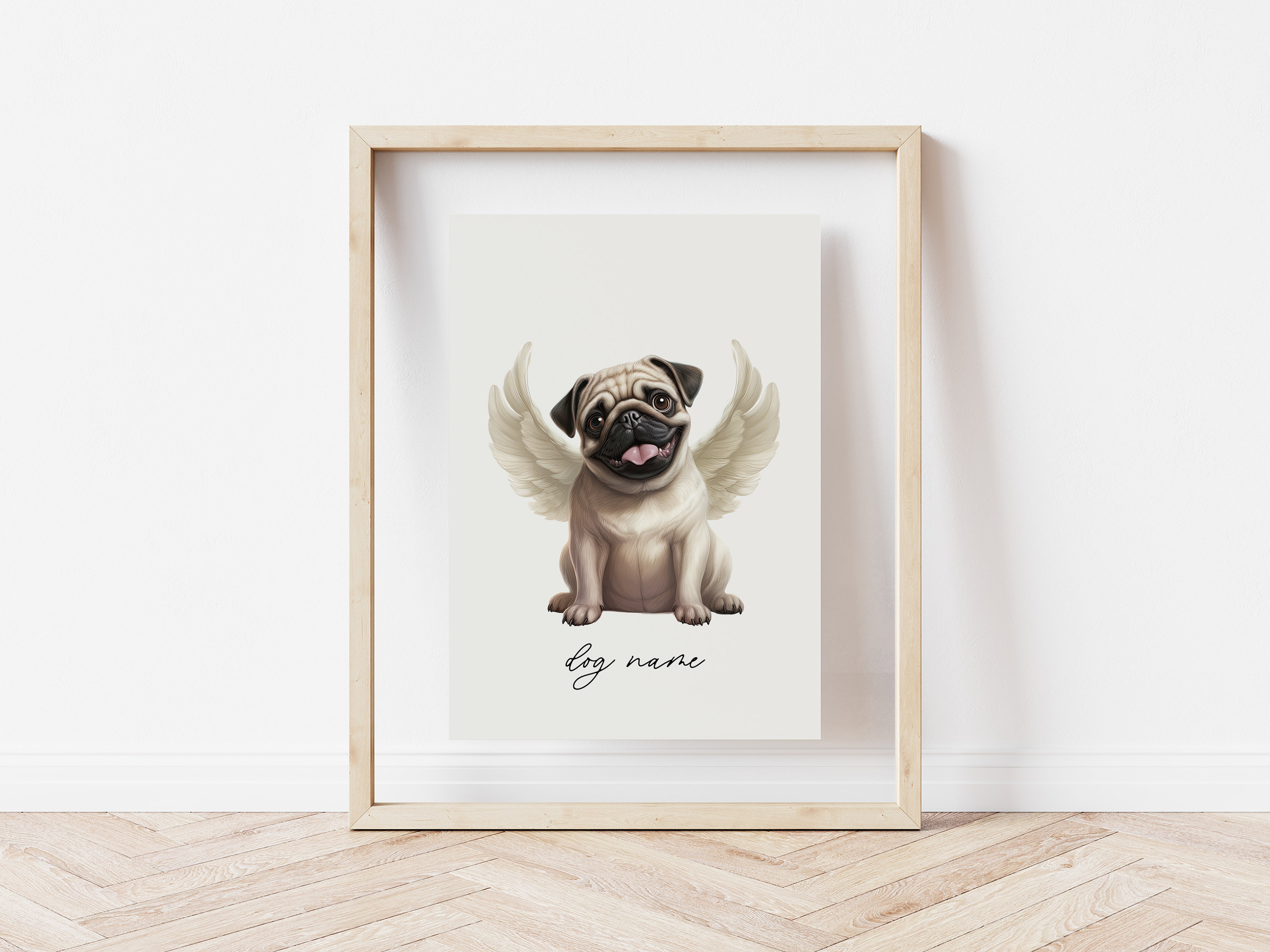 Pug Dog Memorial Rainbow Bridge Print, Pet Loss Memorial Portrait ...