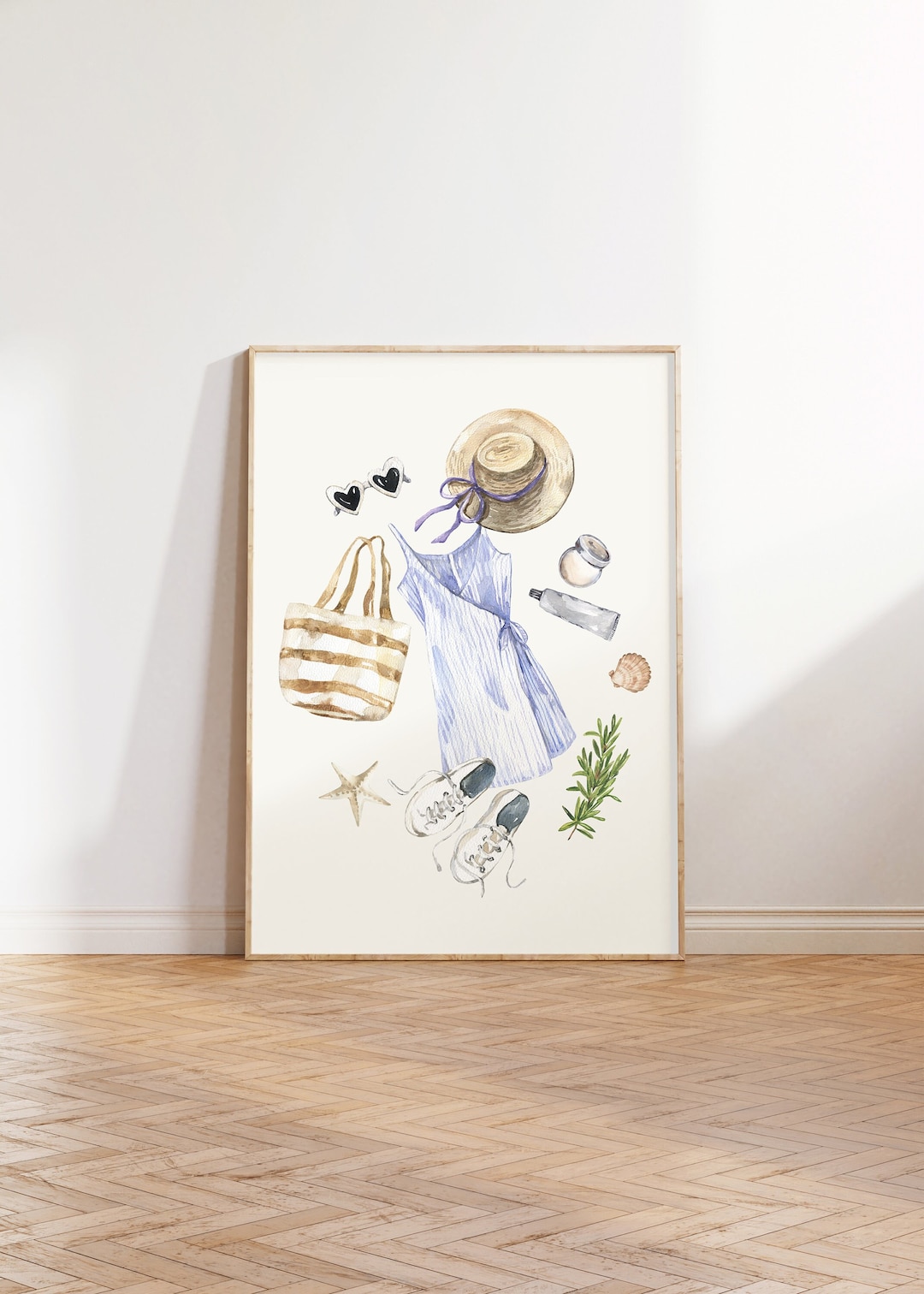 Girl Summer Art, Watercolor Summer Printable Wall Art, Beach House ...
