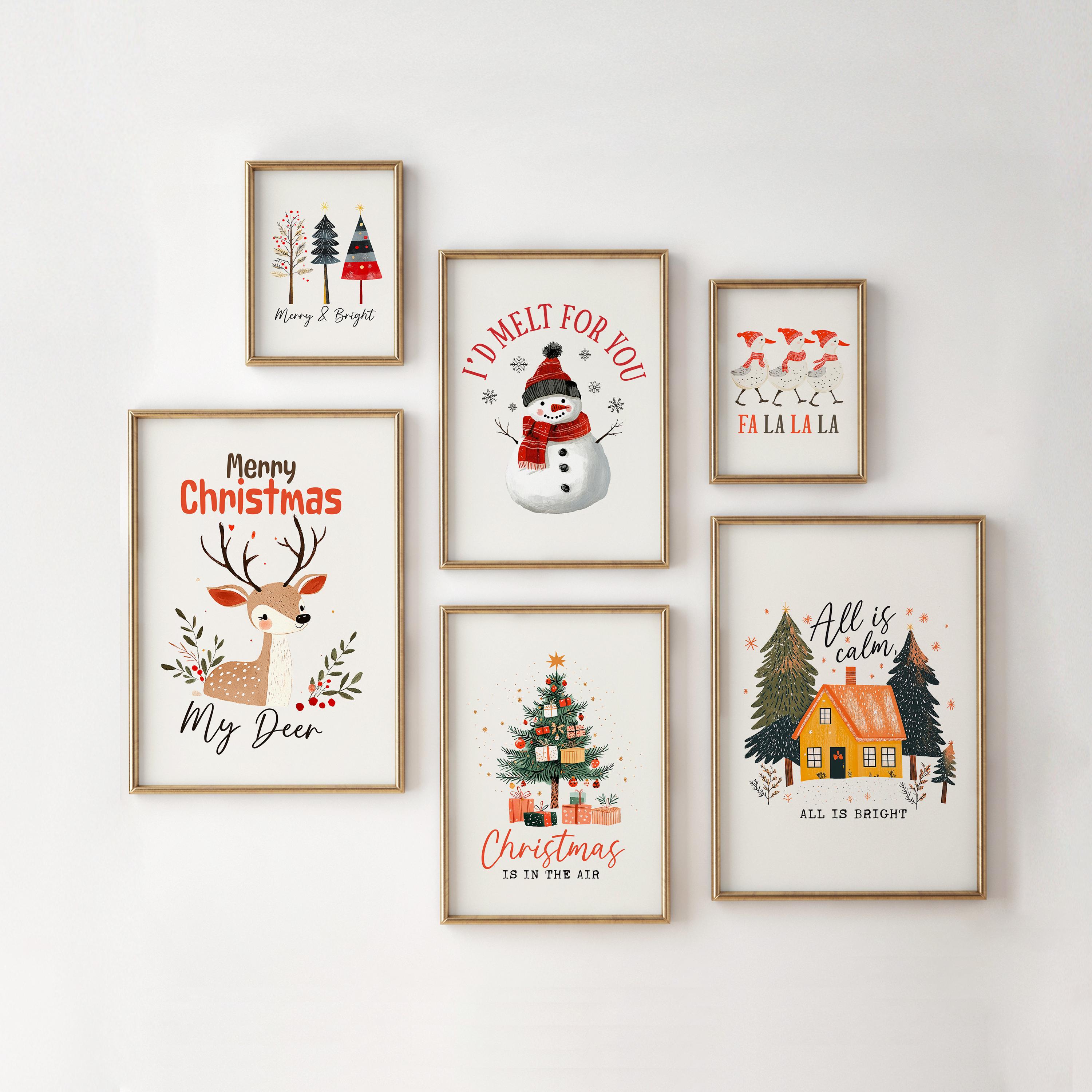 Set of 12 Christmas Prints, Christmas Gallery Wall Art, Cozy Christmas ...