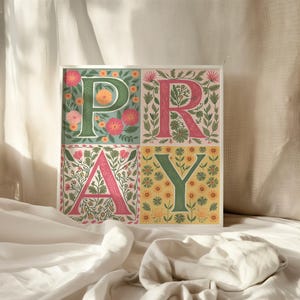 Pray Wall Art, Boho Christian Wall Art Decor, Pray Corner Decor, Modern ...