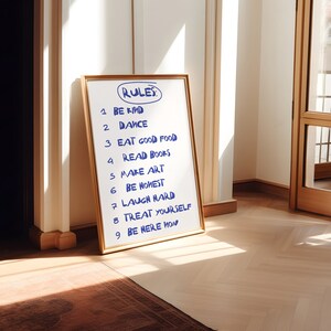 Retro Wall Art | House Rules Art Print | Trendy House Rules List Print ...