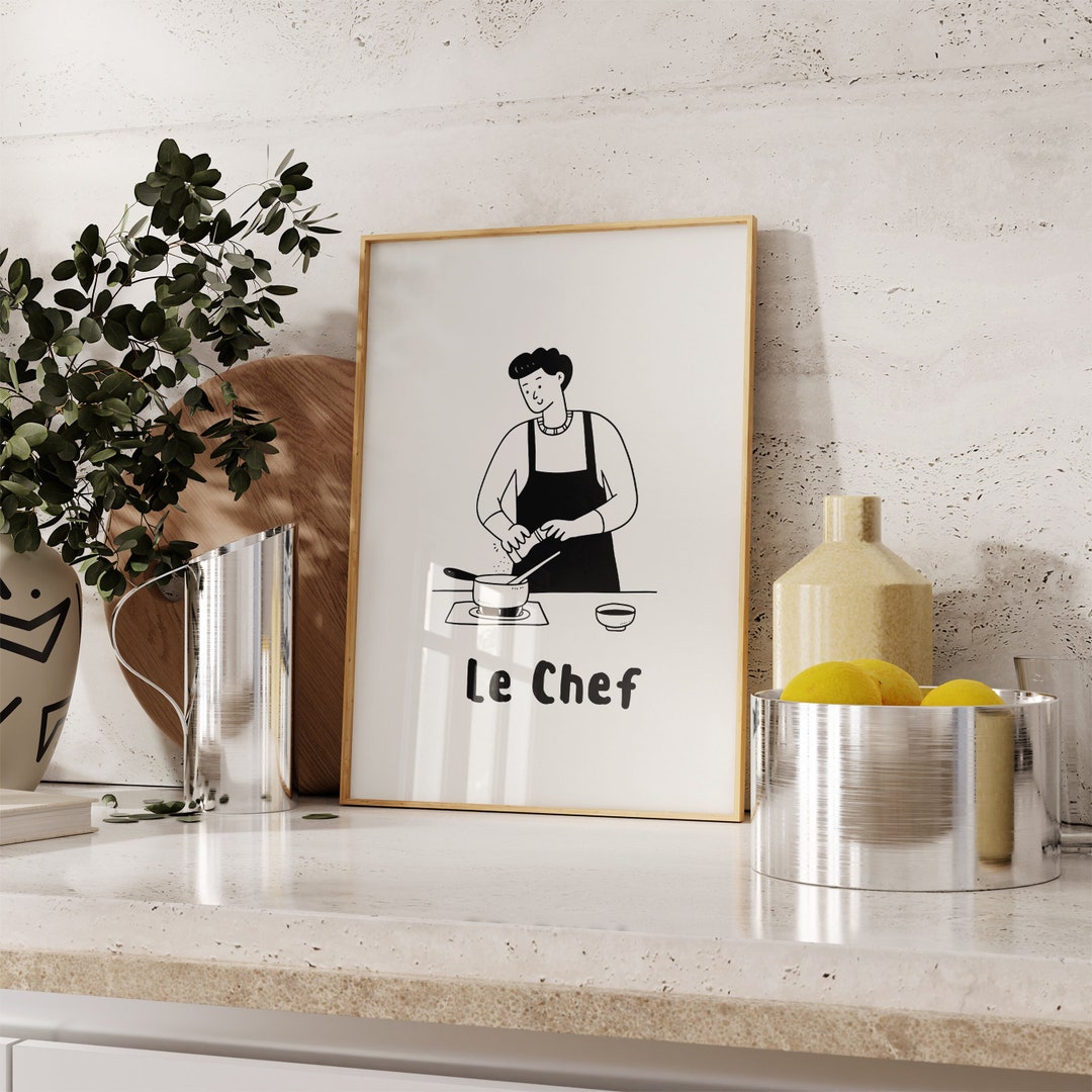 Le Chef Print, Aesthetic Kitchen Decor, French Kitchen Decor, Cute ...