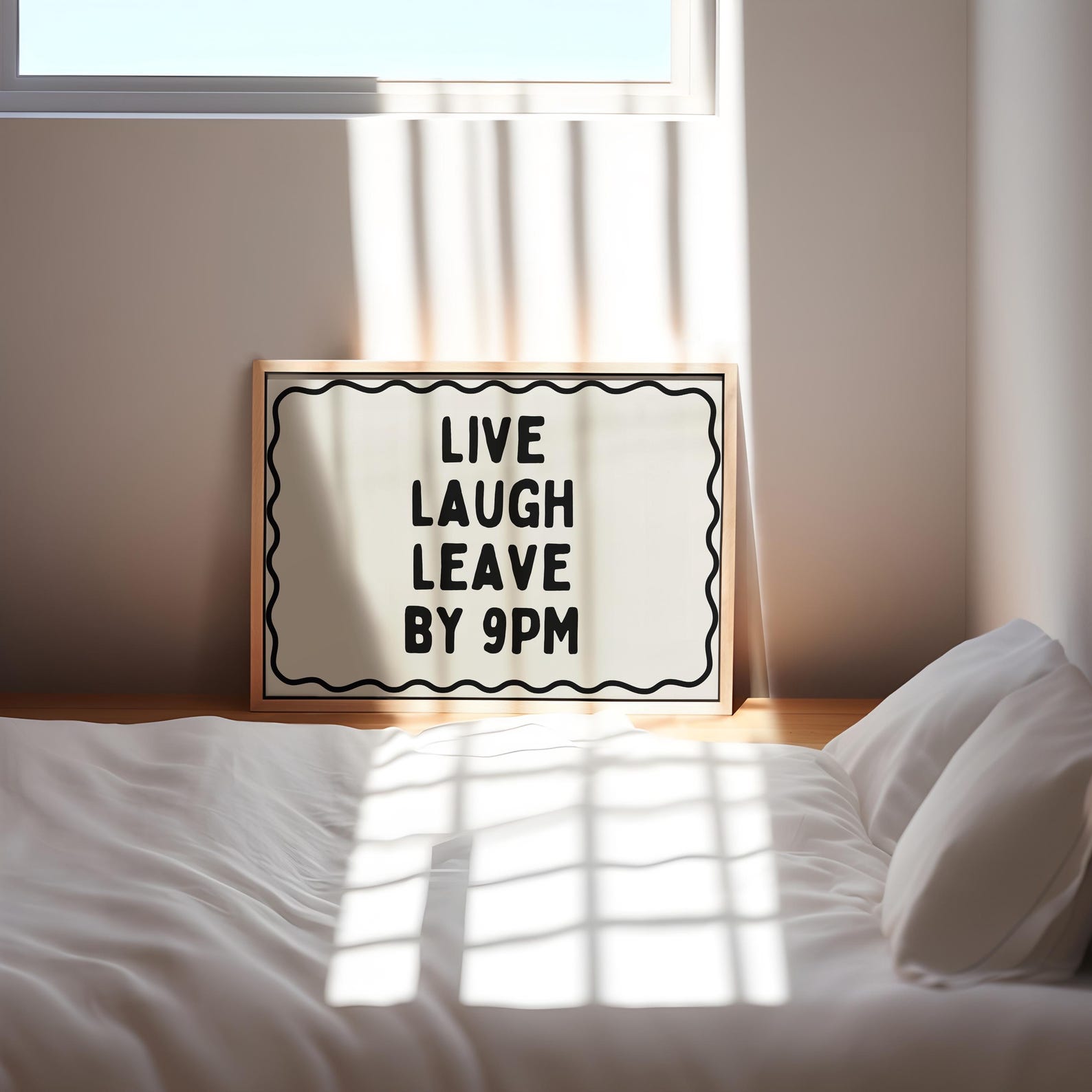 Live Laugh Leave by 9 PM Print, Trendy Dorm Room Decor, Living Room ...