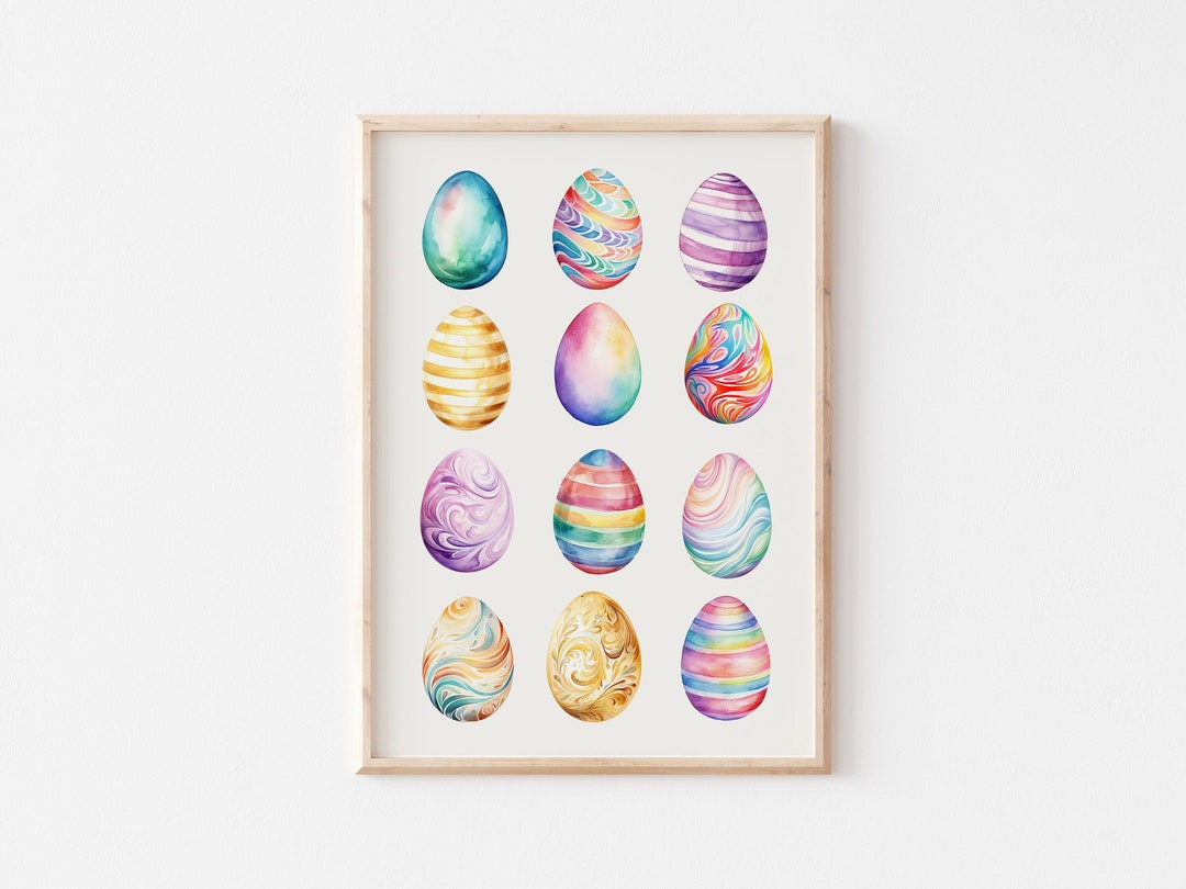 Colorful Easter Eggs Print, Sprint Easter Printable Wall Art ...