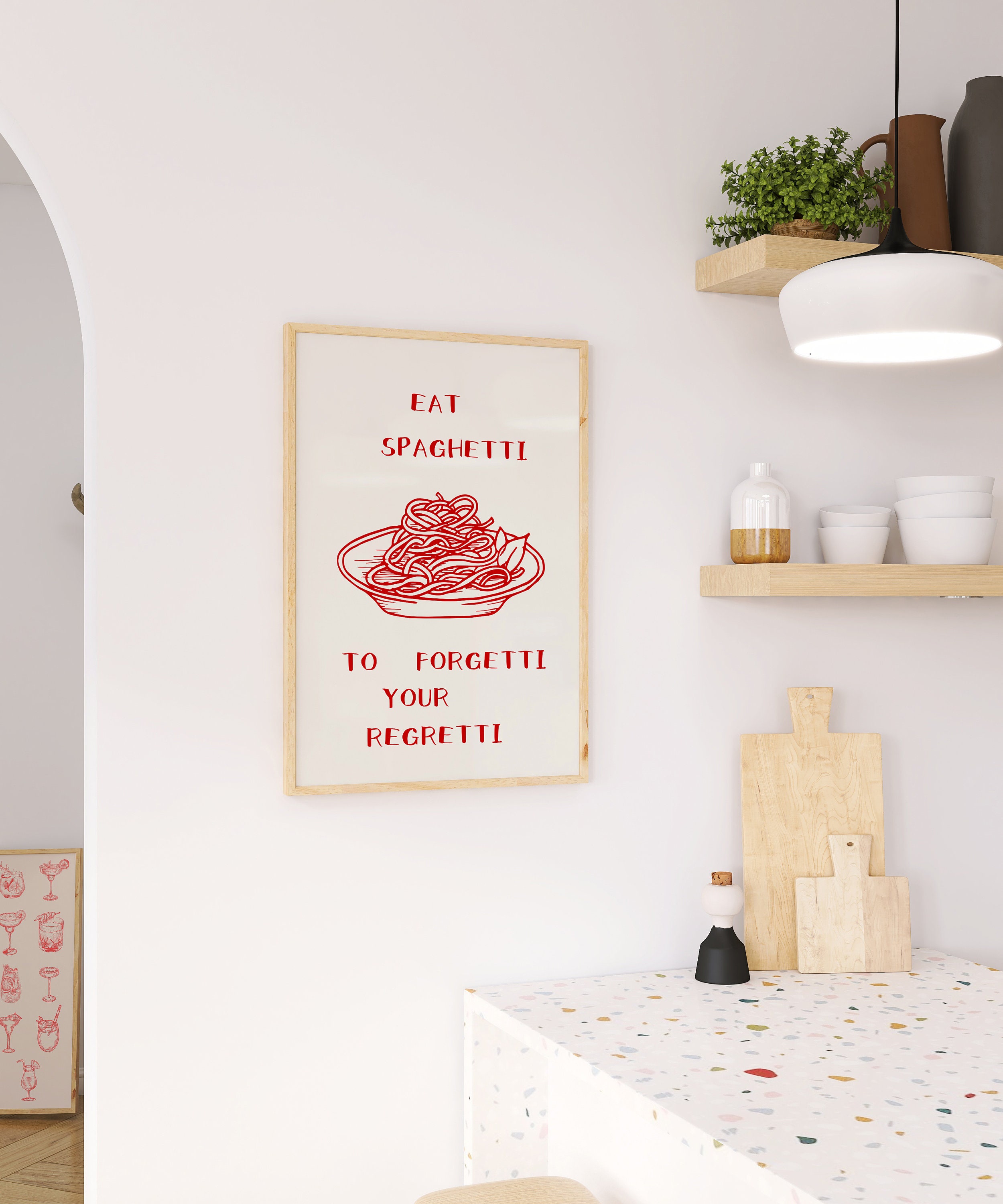 Eat Spaghetti to Forgetti, Aesthetic Kitchen Decor, Funny Spaghetti ...