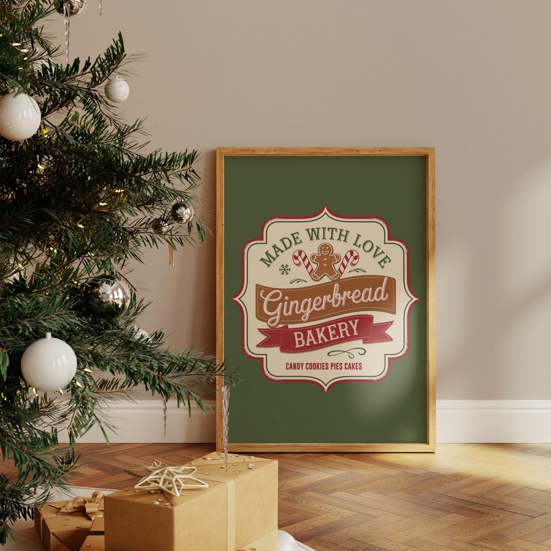 Gingerbread Bakery Sign, Gingerbread Prints, Xmas Printable Decor ...