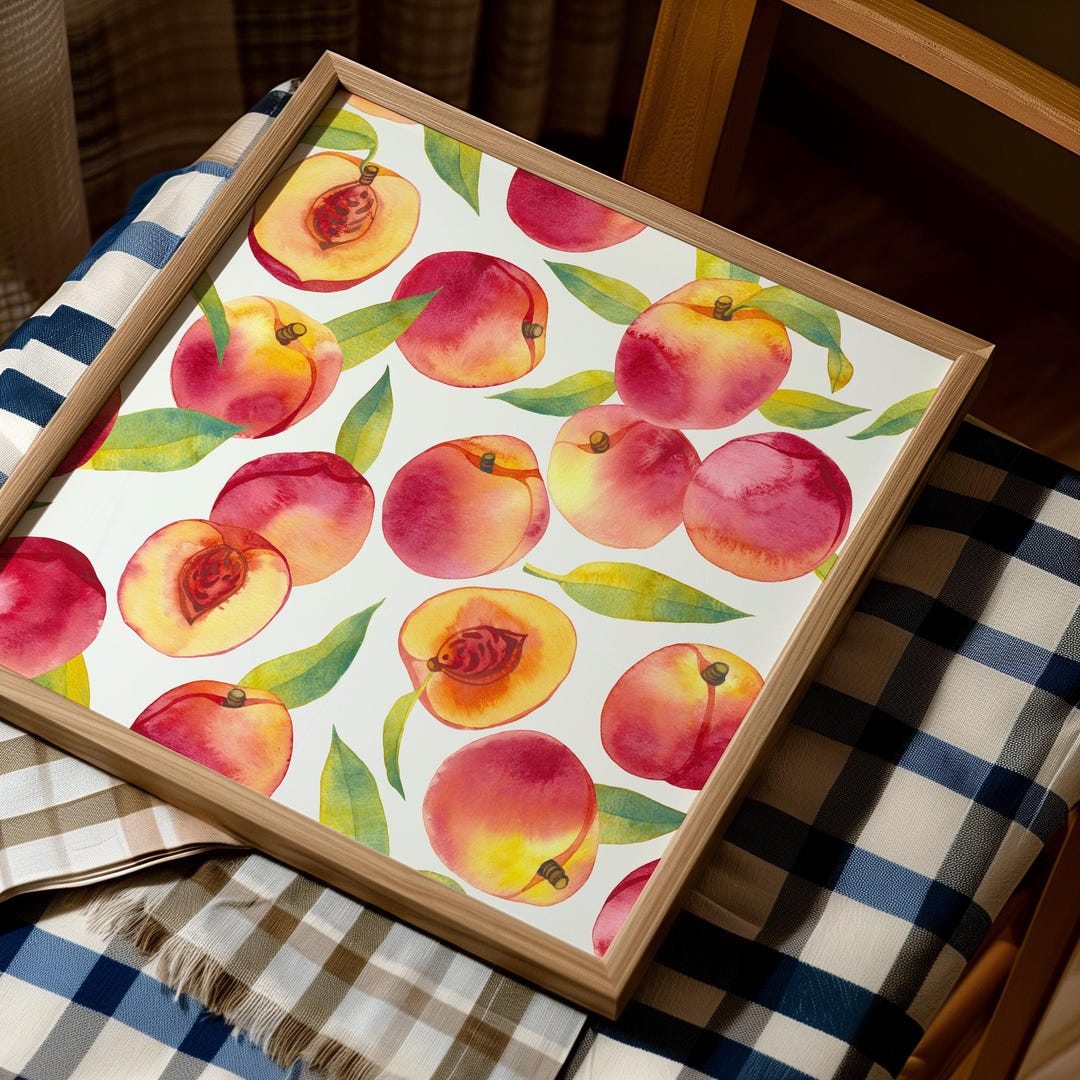 Watercolor Peach Print, Bright Colorful Wall Art, INSTANT Digital ...