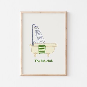 The Tub Club Print, Funky Bathroom Decor, Modern Bath Print, Funny Bath ...