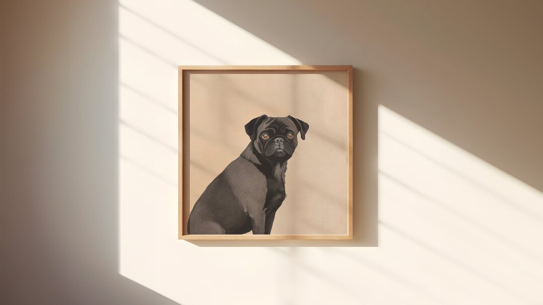 Black Pug Print, Pug Gift, Minimalist Dog Wall Art, Dog Lover Gift ...