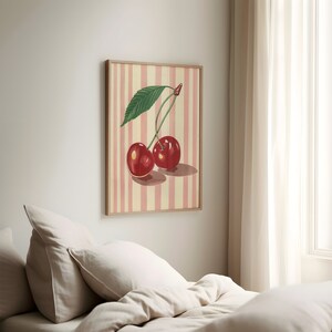Preppy Cherry Poster, Cherries Print, Trendy Printable Wall Art, Retro ...