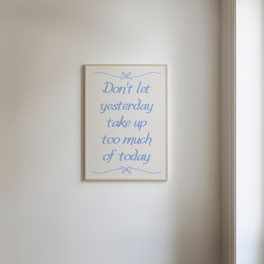 Trendy Positive Quote Art Print, Retro Poster, Light Blue Aesthetic ...