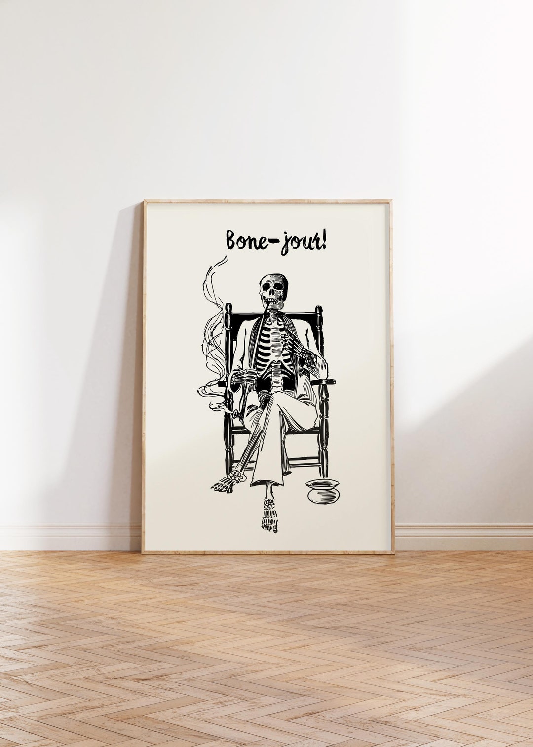 Bone-jour Skeleton Print, Trendy Halloween Prints, Halloween Printables ...