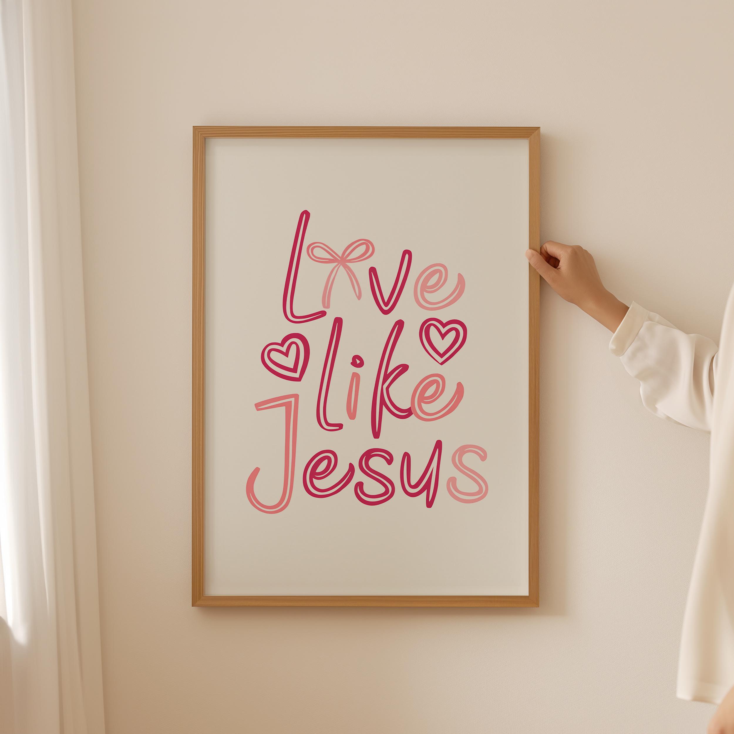 Love Like Jesus Poster, Pink Christian Wall Art, Scripture Prints ...