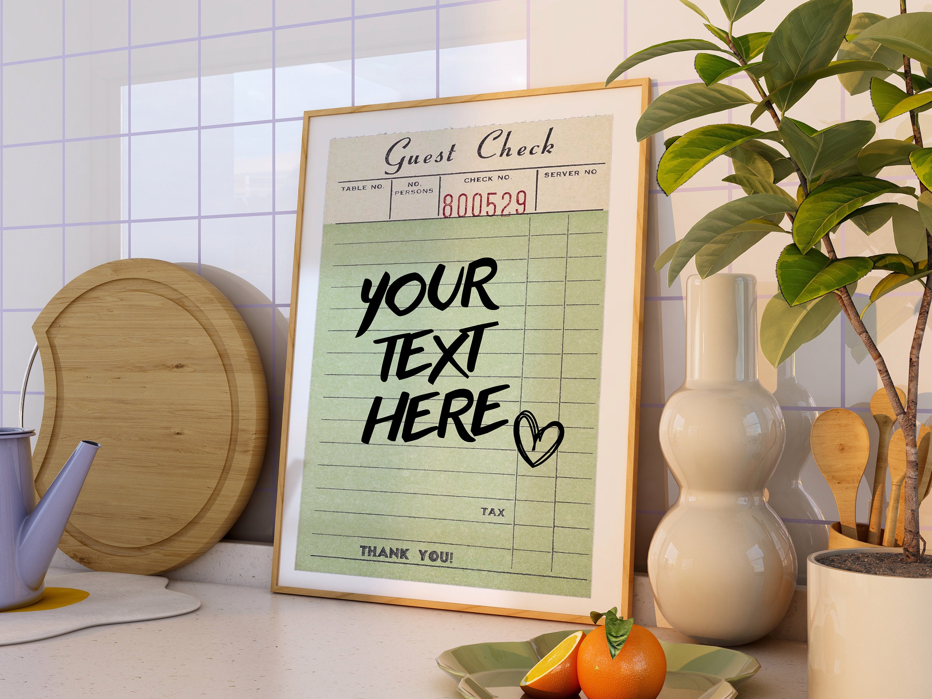 Custom Guest Check Print, Trendy Guest Check Print, Retro Personalized ...