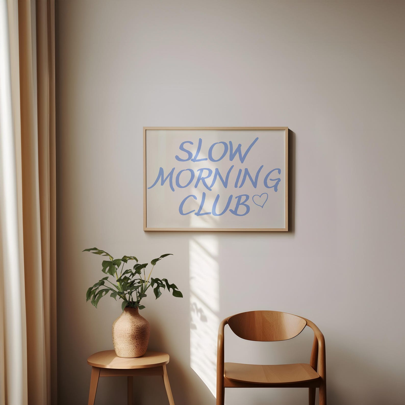 Slow Morning Club Print, Blue Bedroom Prints, Trendy Above Bed Wall Art ...